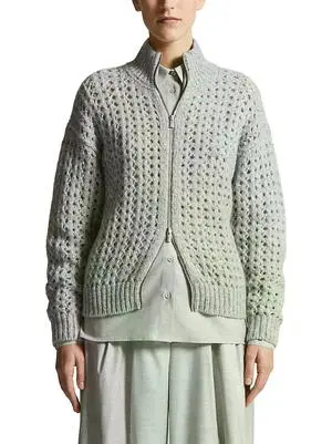Peserico High-neck Open-knit Cardigan - Grey