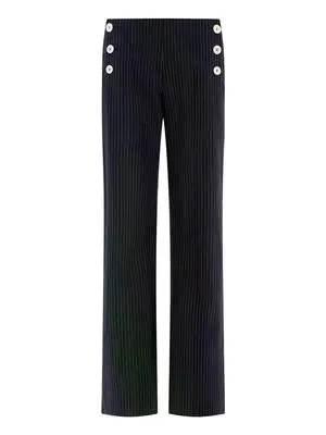 INES DE LA FRESSANGE PARIS Pinstripe Button-embellished Trousers - Blue