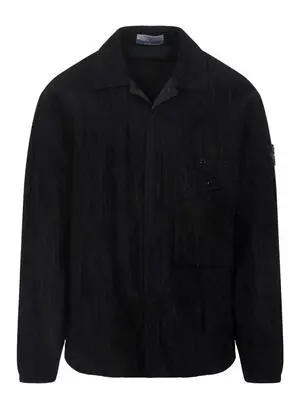 Stone Island Corduroy Patch-pocket Shirt - Black