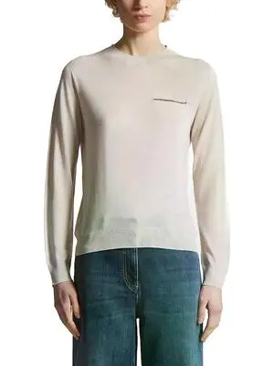 Peserico Embellished Crew-neck Sweater - Neutrals