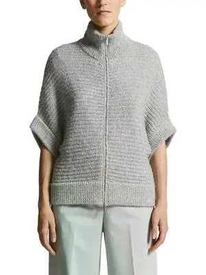 Peserico High-neck Zip-up Cardigan - Grey
