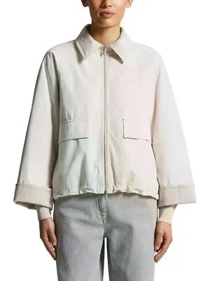 Peserico Corduroy-collar Zip-front Jacket - Neutrals