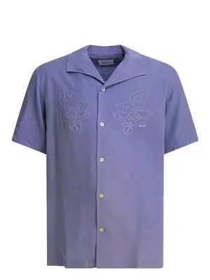 Nn07 Floral-embroidered Shirt - Purple