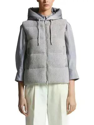 Peserico Hooded Quilted Jacket - Grey