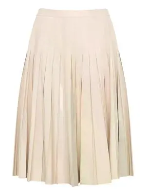 YVES SALOMON Pleated Leather Midi Skirt
