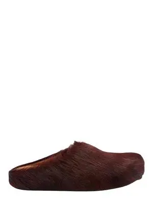 Marni Fussbett Calf-Hair Slip-On Mules Red