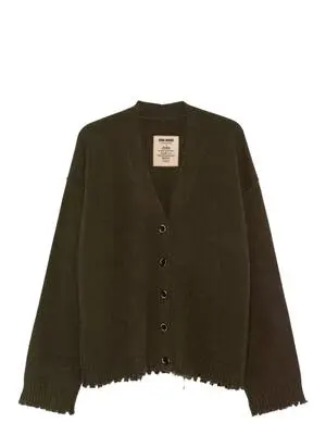 UMA WANG Frayed Buttoned Cardigan - Green