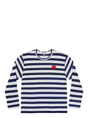 Play Comme Des Garcon Striped-pattern T-shirt - Blue