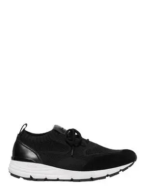 SCAROSSO Knitted Suede Sneakers - Black