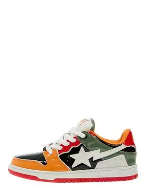 A BATHING APE Sk8 #1 Star-patch Patent-leather Sneakers - Orange