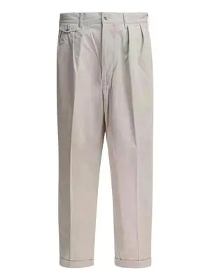 BEAMS Pleated Cotton Trousers - Grey