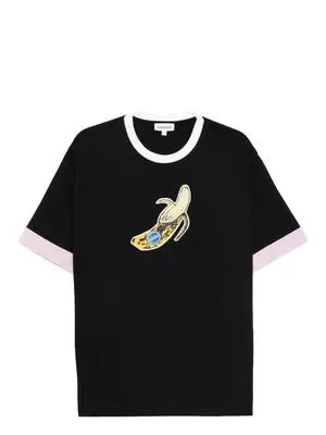 CHARLES JEFFREY Banana-print Crew-neck T-shirt - Black