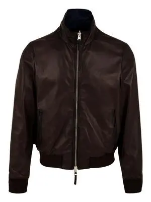 THE JACK LEATHERS Leather Zip-up Jacket - Dark Brown