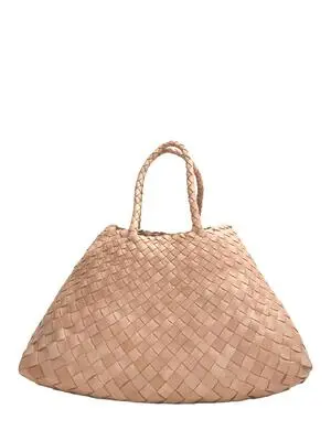 Dragon Diffusion Woven Leather Tote - Beige