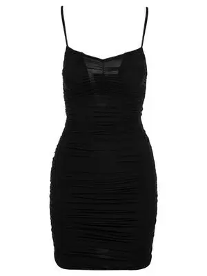 MAR DE MARGARITAS Sleeveless Ruched Dress - Black