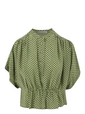 ATTIC AND BARN Printed Blouse - Cachi/menta
