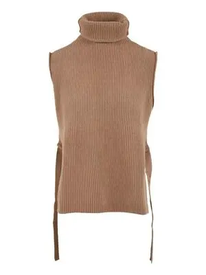 Aspesi Sleeveless Turtleneck Sweater - 01088 Cammello