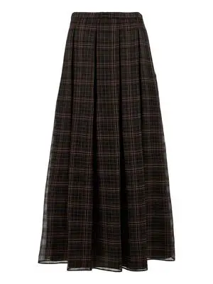 Aspesi Plaid Pleated Skirt - 40506 Fondo Oliva
