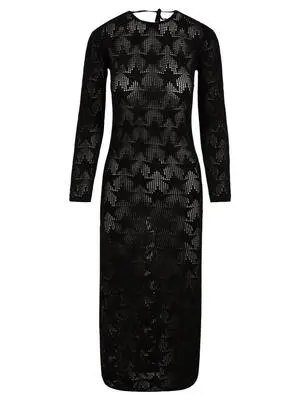 AKEP Long Knit Dress With Star Embroidery - Black