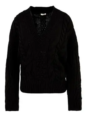 HINNOMINATE V-neck Pullover Sweater - Black