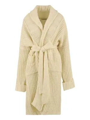 HINNOMINATE Shawl Collar Knit Wrap - White
