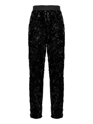 GAELLE Sequin Embellished Trousers - Black