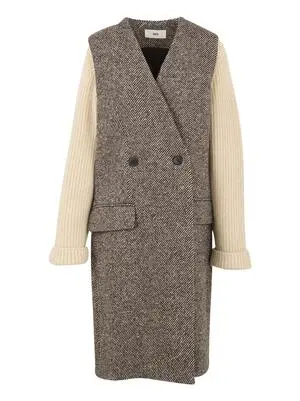 SOLOTRE Double-breasted Coat - Marrone/beige