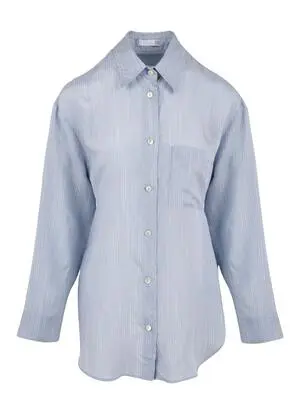 DOUUOD Striped Shirt - Clear Blue