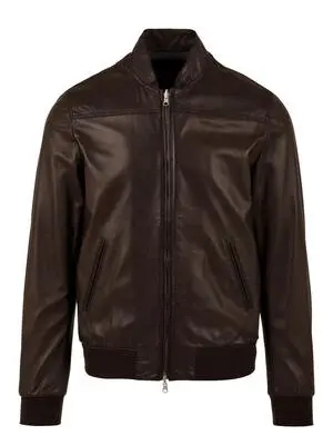 THE JACK LEATHERS Zip Up Coat - Wood Brown