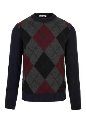 FILIPPO DE LAURENTIIS Argyle Print Sweater 008 Rombi Grigio