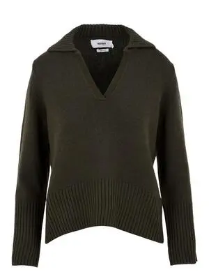 NOT SHY Collared V-Neck Pullover Sweater