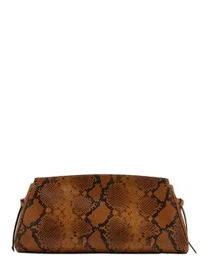 STAUD Maude Snake-Effect Leather Clutch