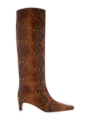 STAUD Wally Knee High Snake-Effect Boots