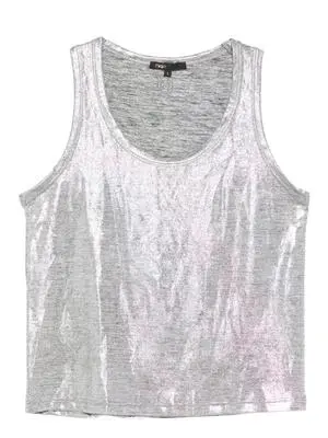 Maje Lamé Knit Tank Top - Grey