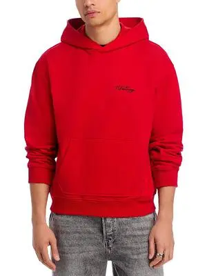Helmut Lang Relaxed Fit Graphic Logo Hoodie - Deep Red