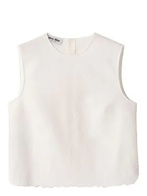 MIU MIU Embroidered Slubbed Canvas Top