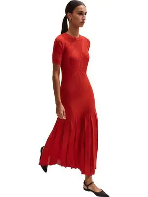 ME+EM Lace Knit Maxi Dress - Poppy Red