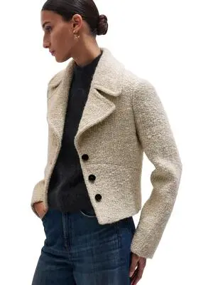 ME+EM Italian Tweed Soft Shoulder Jacket - Ivory