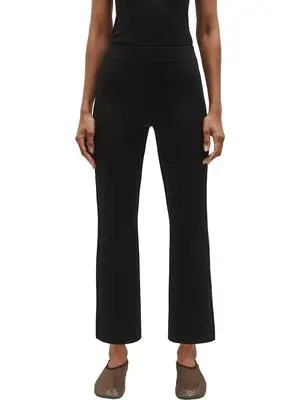 ME+EM Compact Knit Kickflare Crop Trousers - Black