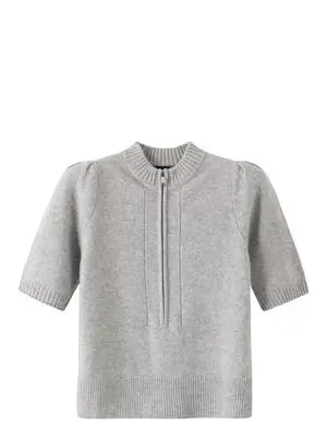ME+EM Cashmere Knit Tee - Silver Grey Melange