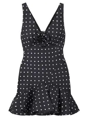 RODARTE Embellished Polka-dot Silk-twill Mini Dress - Black