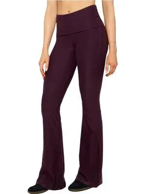 FABLETICS Cloud Jersey Foldover Flare Pant Oxblood Heather