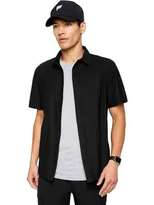FABLETICS The Don Short Sleeve Button Up Black