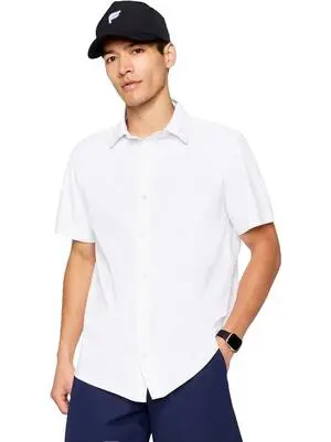 FABLETICS The Don Short Sleeve Button Up Classic White