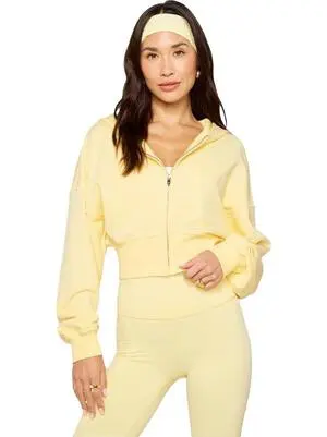 FABLETICS Year Round Terry Cropped Full-Zip Hoodie Butter