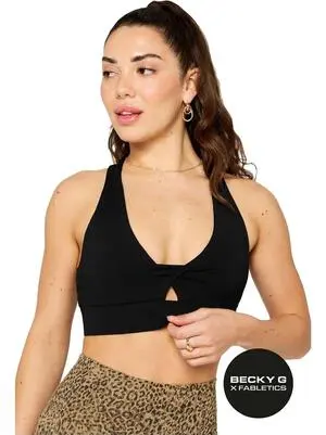 FABLETICS Oasis Twist Medium Impact Sports Bra Black