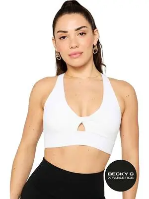FABLETICS Oasis Twist Impact Sports Bra - Classic White