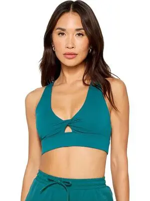FABLETICS Oasis Twist Medium Impact Sports Bra Green Abyss