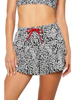 FABLETICS All Day Short Mixed Leopard/heated Red