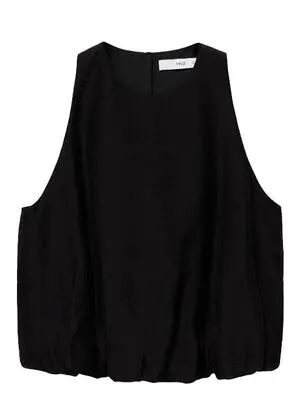 Mango Bubble Hem Sleeveless Top - Black